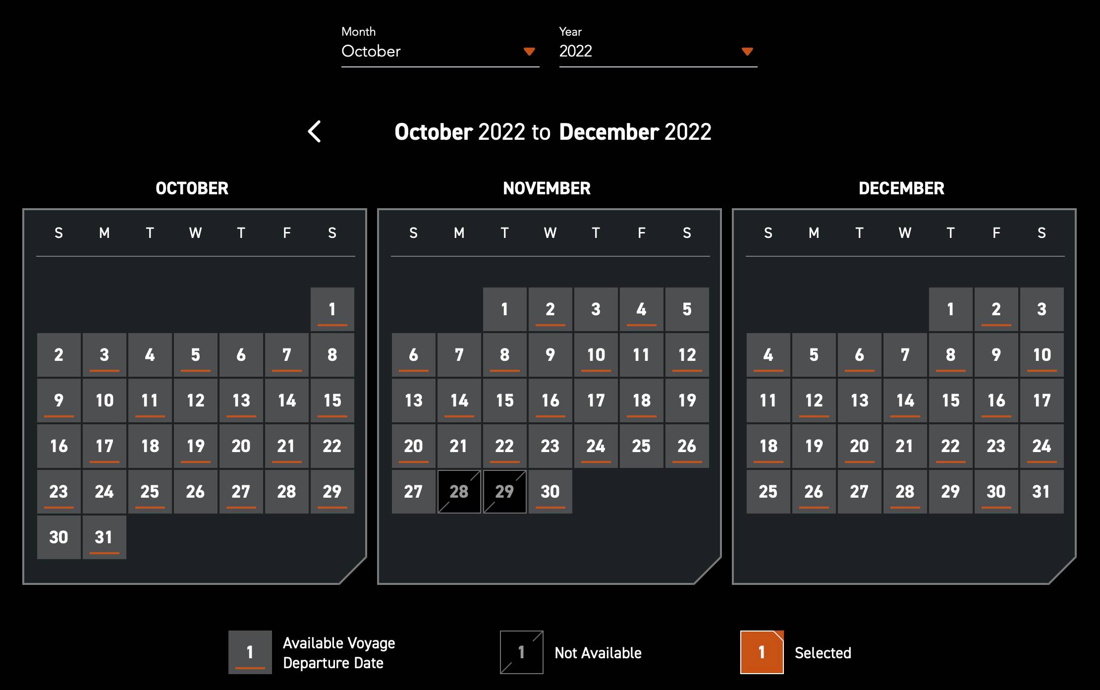 October November December 2022 Calendar